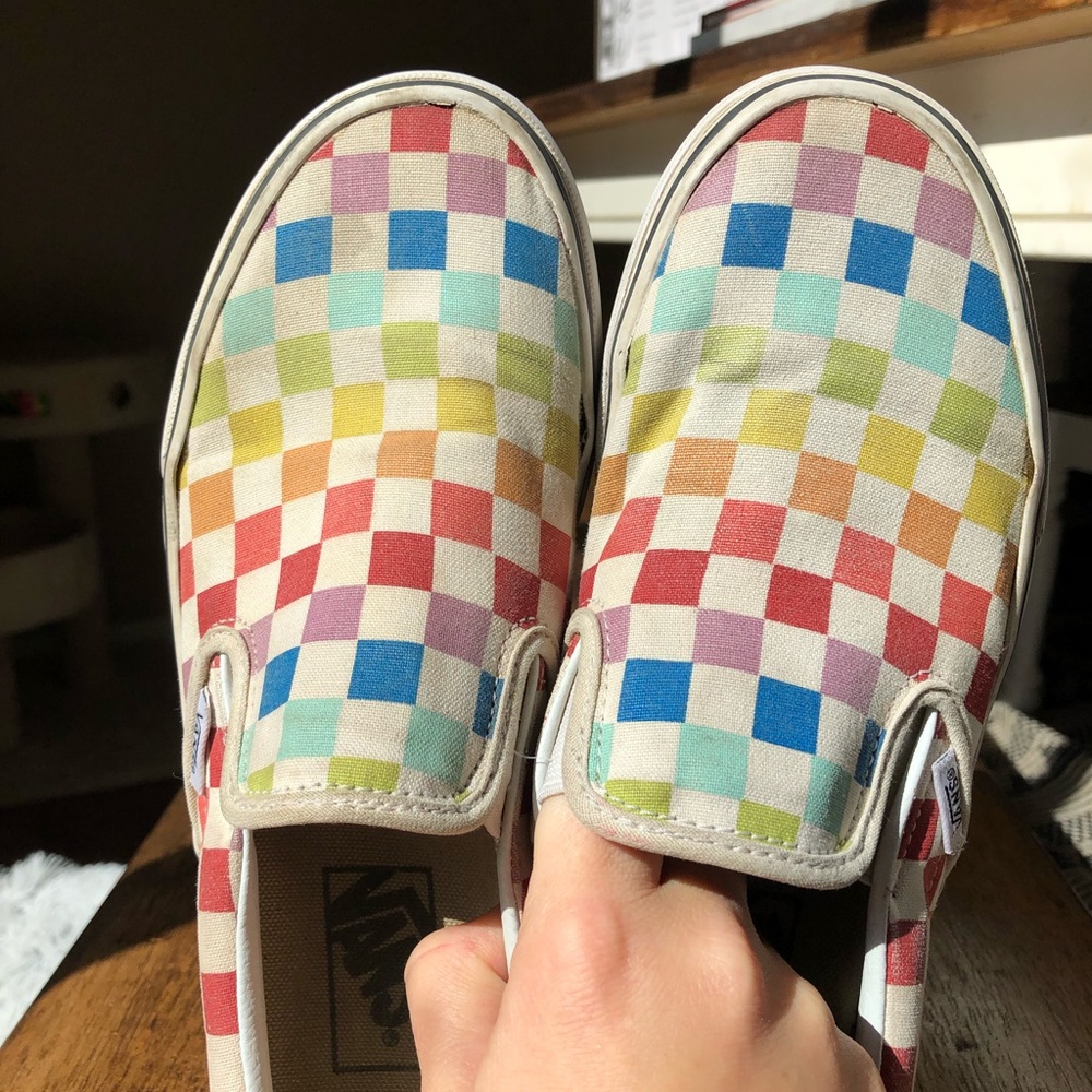 Vans Classic Rainbow Checkered Shoes - Gem